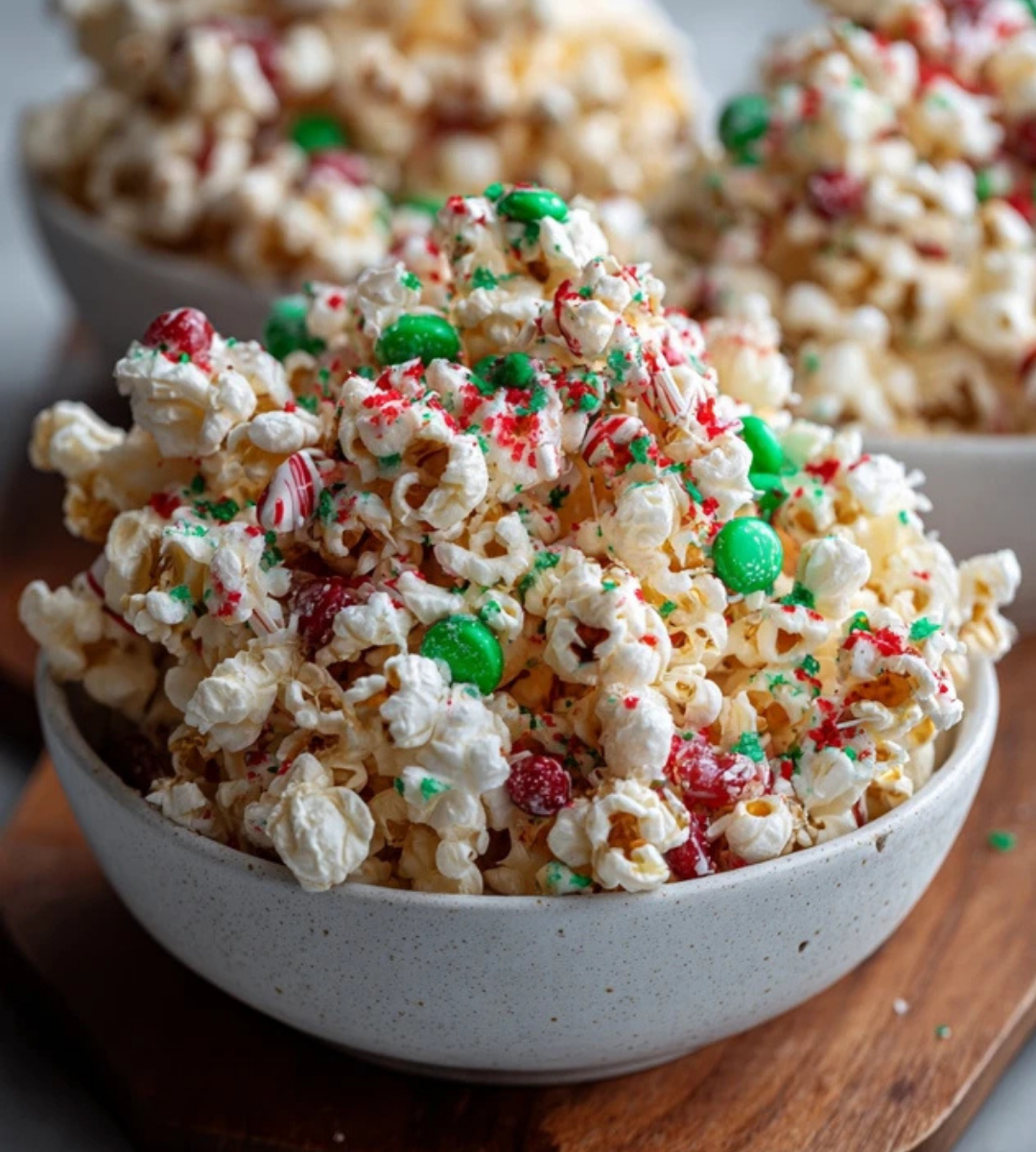 Christmas Popcorn Candy - BasCooking